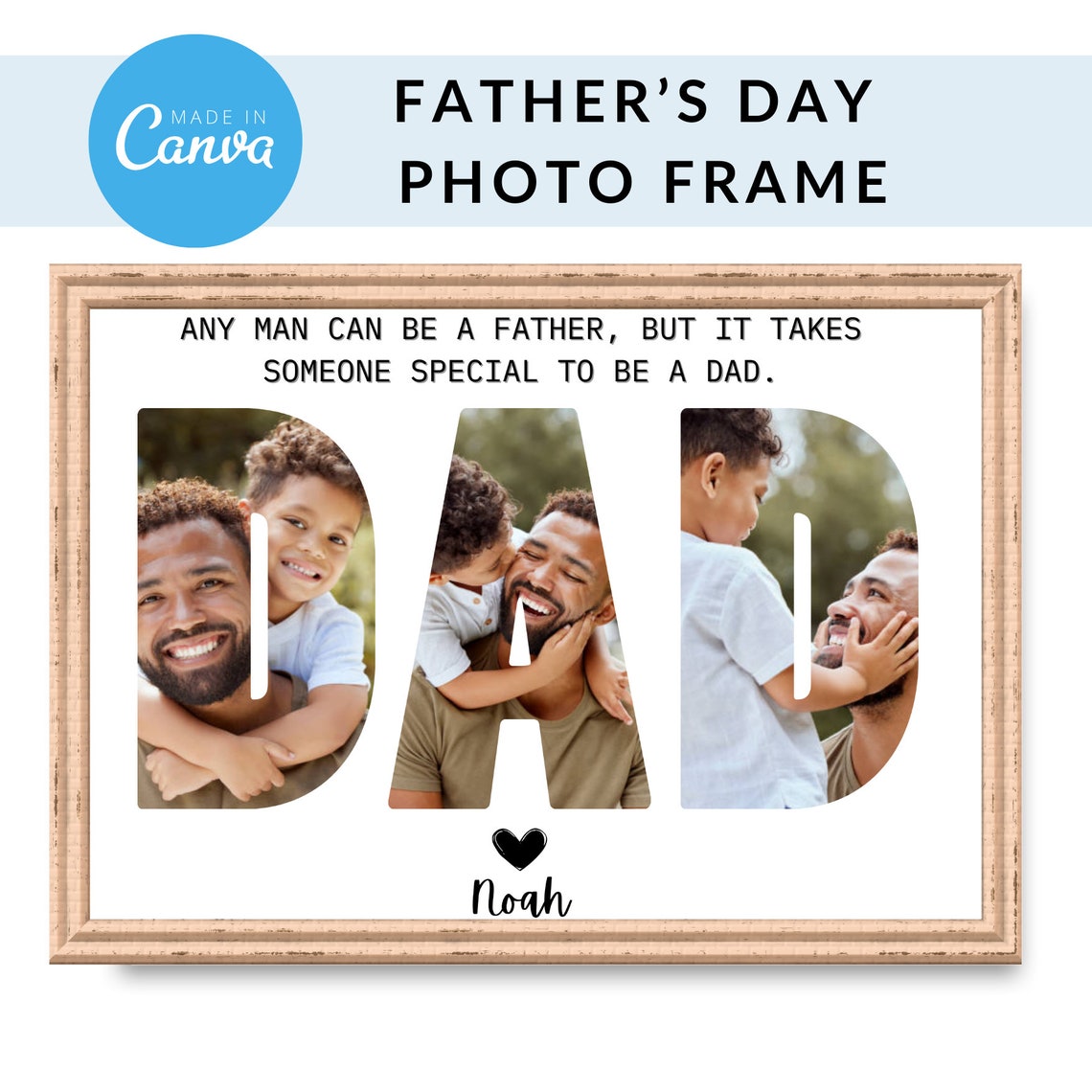 Happy Father's Day, Daddy Photo Collage, Daddy Photo Frame, Editable ...