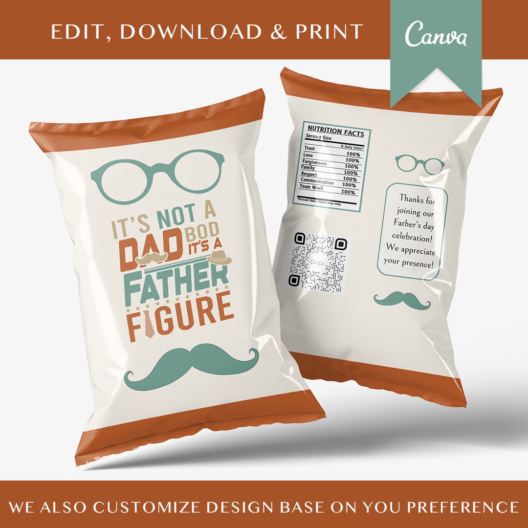 Instant Download Father's Day Editable Chip Bag Gift Fathers Day Bag of ...