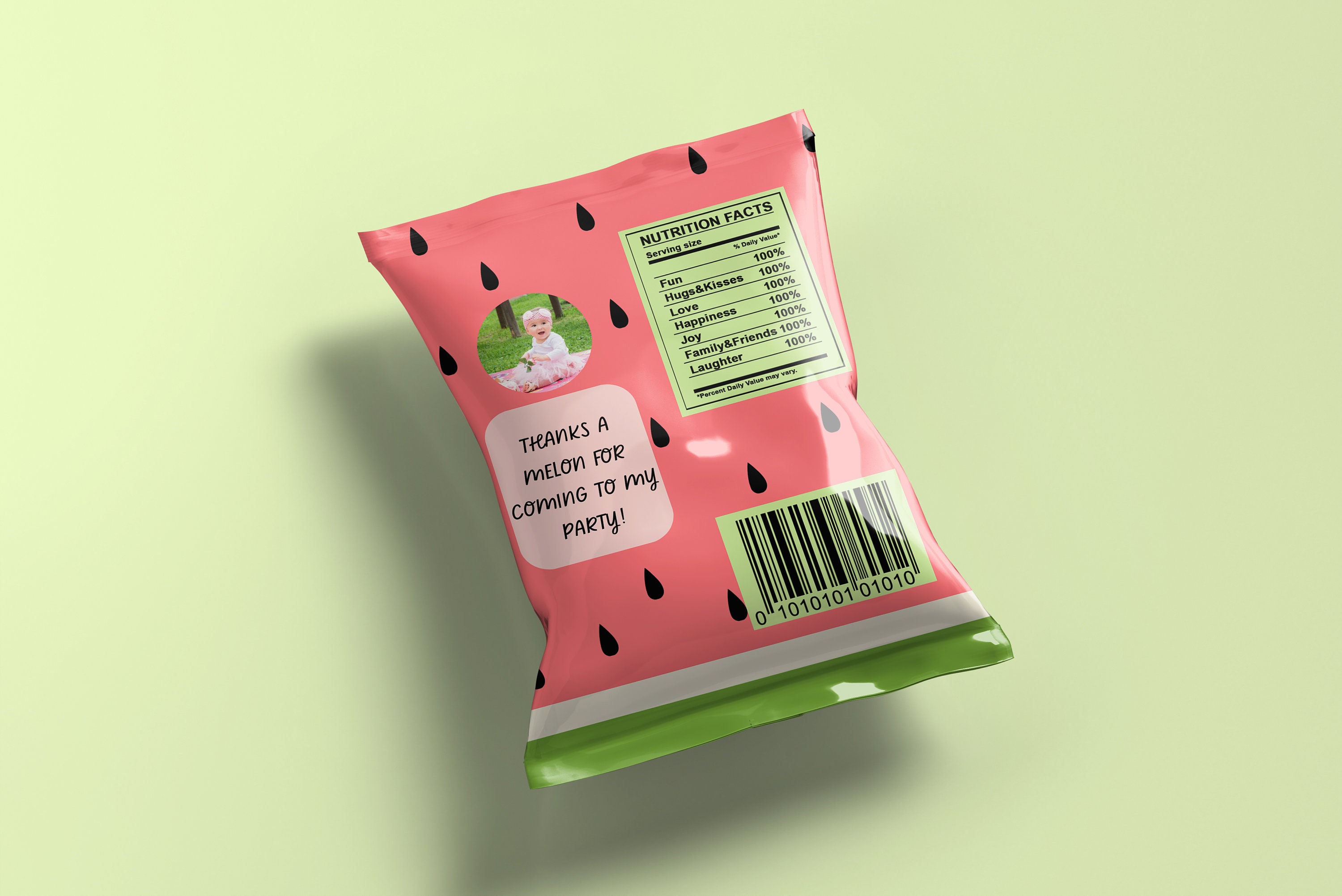 One in a Melon Chip Bag Template Canva Template Wrapper Girl - Etsy