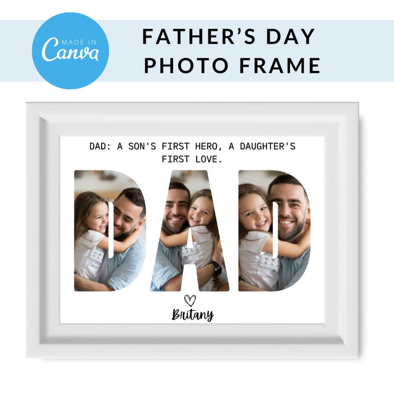 Happy Father's Day, Daddy Photo Collage, Daddy Photo Frame, Editable ...
