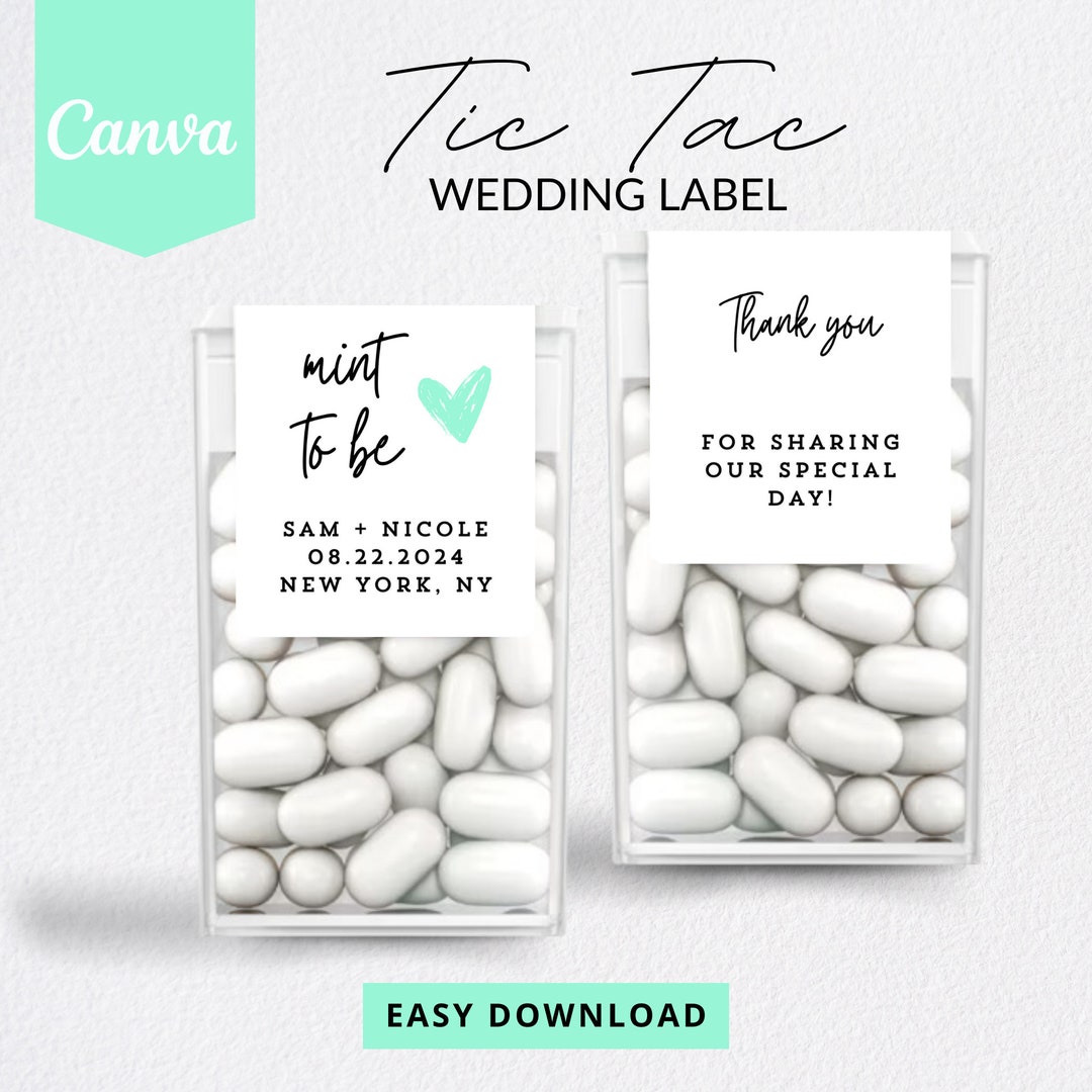 EDITABLE Mint Labels for Mint to Be Personalized Mint Label Favor ...