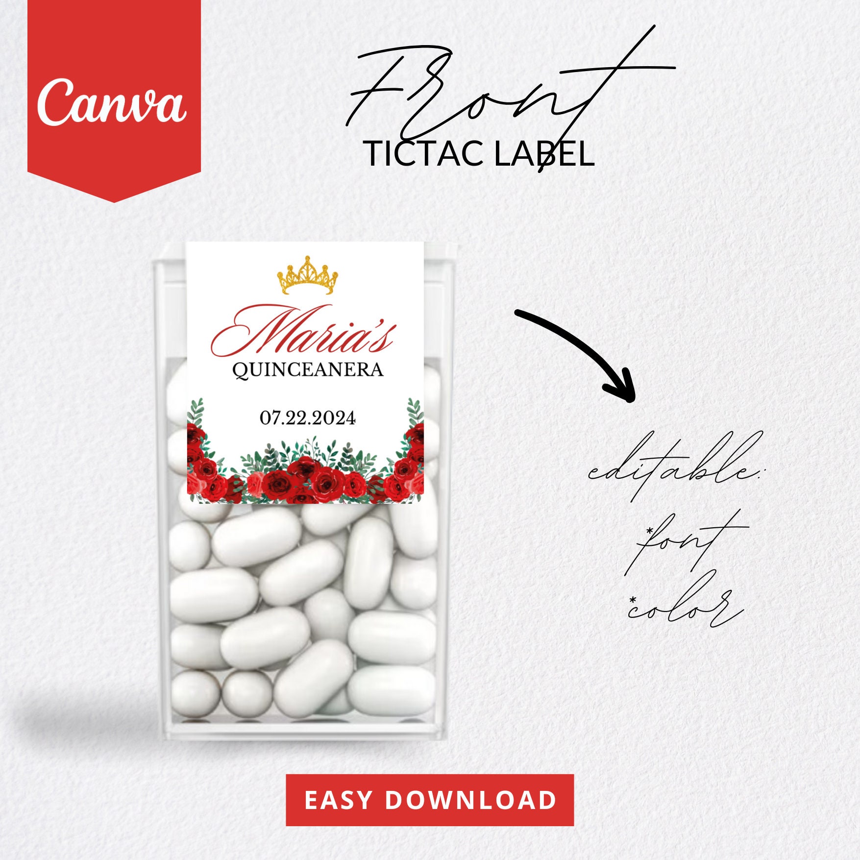 Quinceanera Favors EDITABLE Mint Labels for Mint to Be Personalized ...