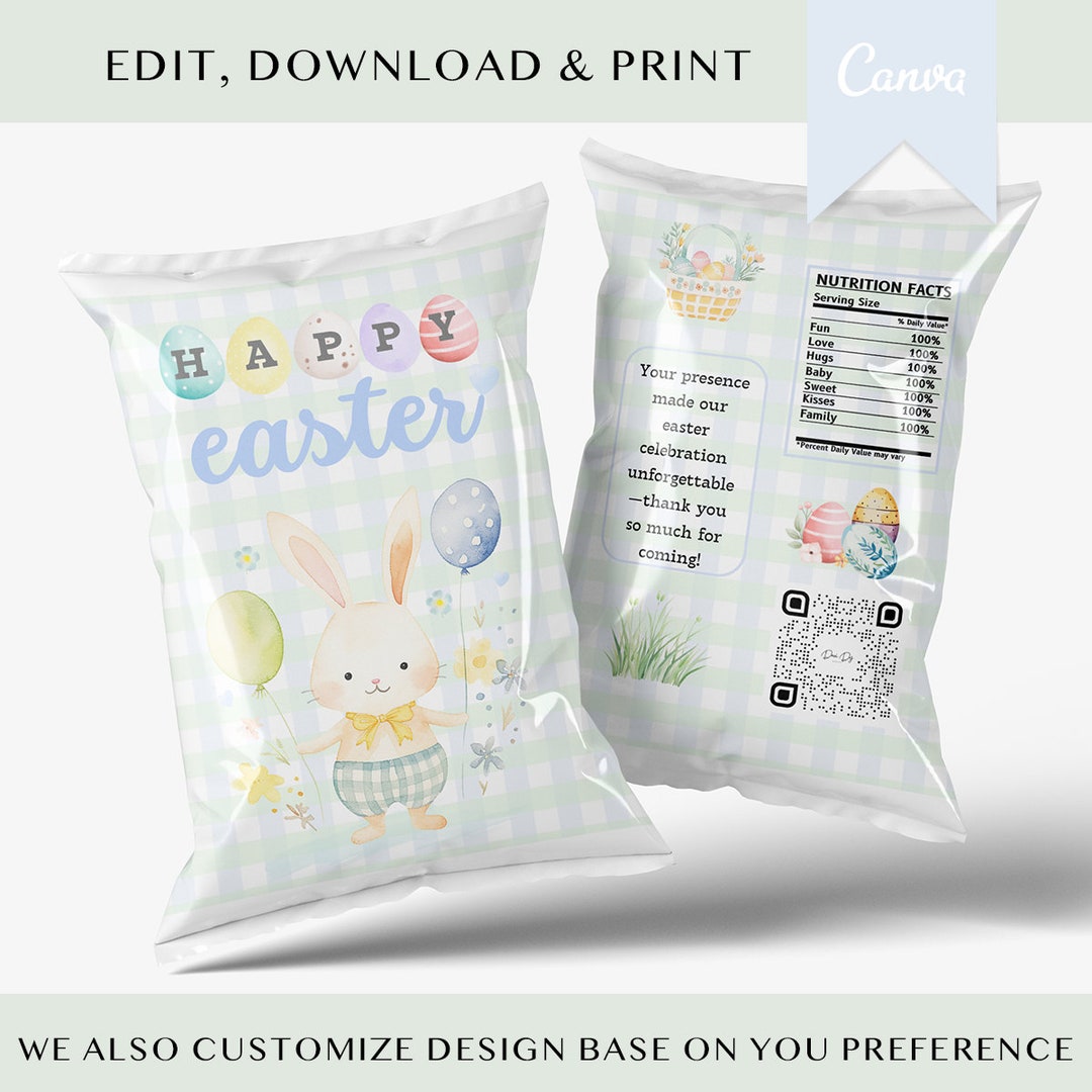 Easter Chip Bag Template Printable DIY Party Favors for Easter ...