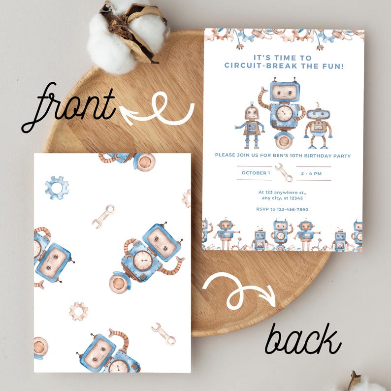 Robot Theme Birthday Invite Robot Invitation Template Printable Invite ...