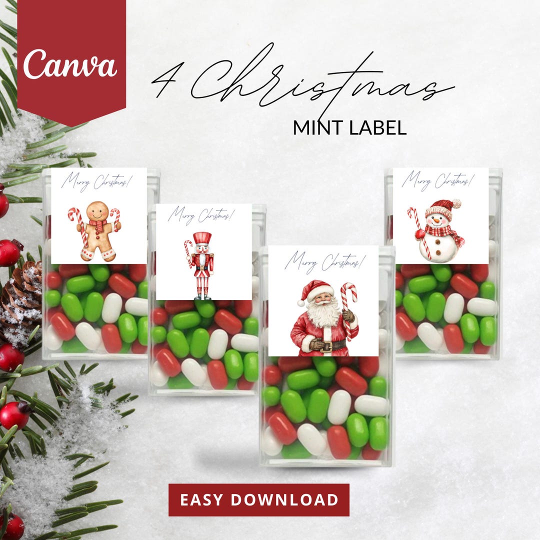 Christmas Printable Favor Mint Labels Personalized Mint Label Favor ...