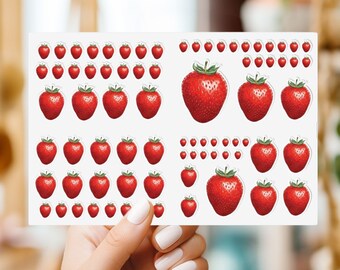 Mini Strawberry Sticker Pack, Cute Strawberry Phone Stickers, Laptop ...