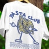Pasta Club Retro Graphic Tee Hand-drawn Spaghetti Cartoon Shirt, Unisex ...