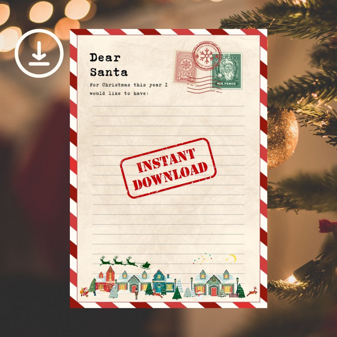 Printable Letter to Santa Easy-to-print Santa Letter Instant Download ...