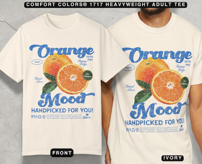 Comfort Colors® Retro Orange T-shirt, Vintage Fruit Tee, 90s Oversized ...