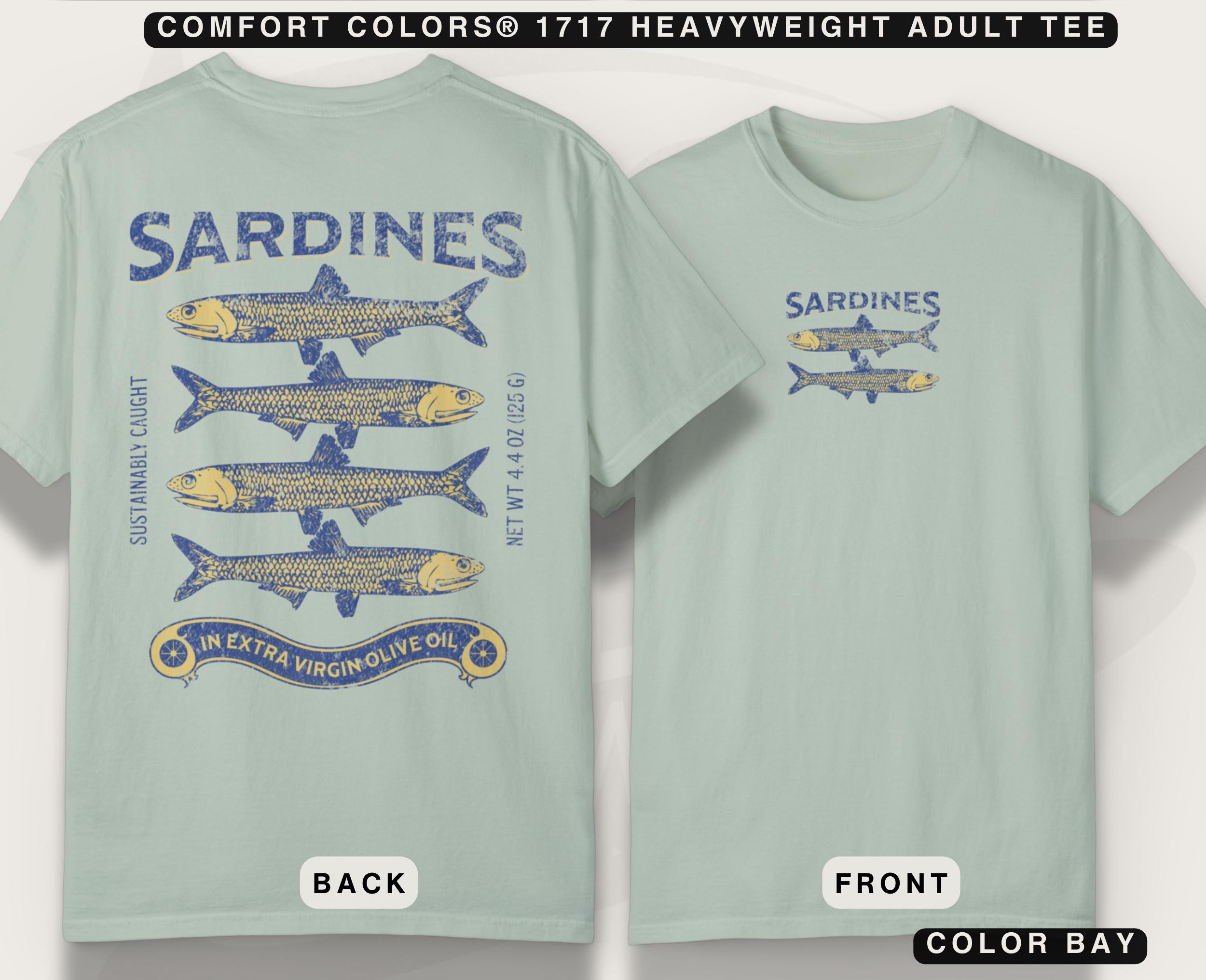 Retro Sardines Fish Comfort Colors® Shirt - Back Print - Etsy