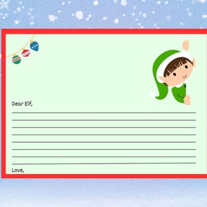 Printable Blank Elf Note Card Elf Mail Letter Template Instant Digital ...