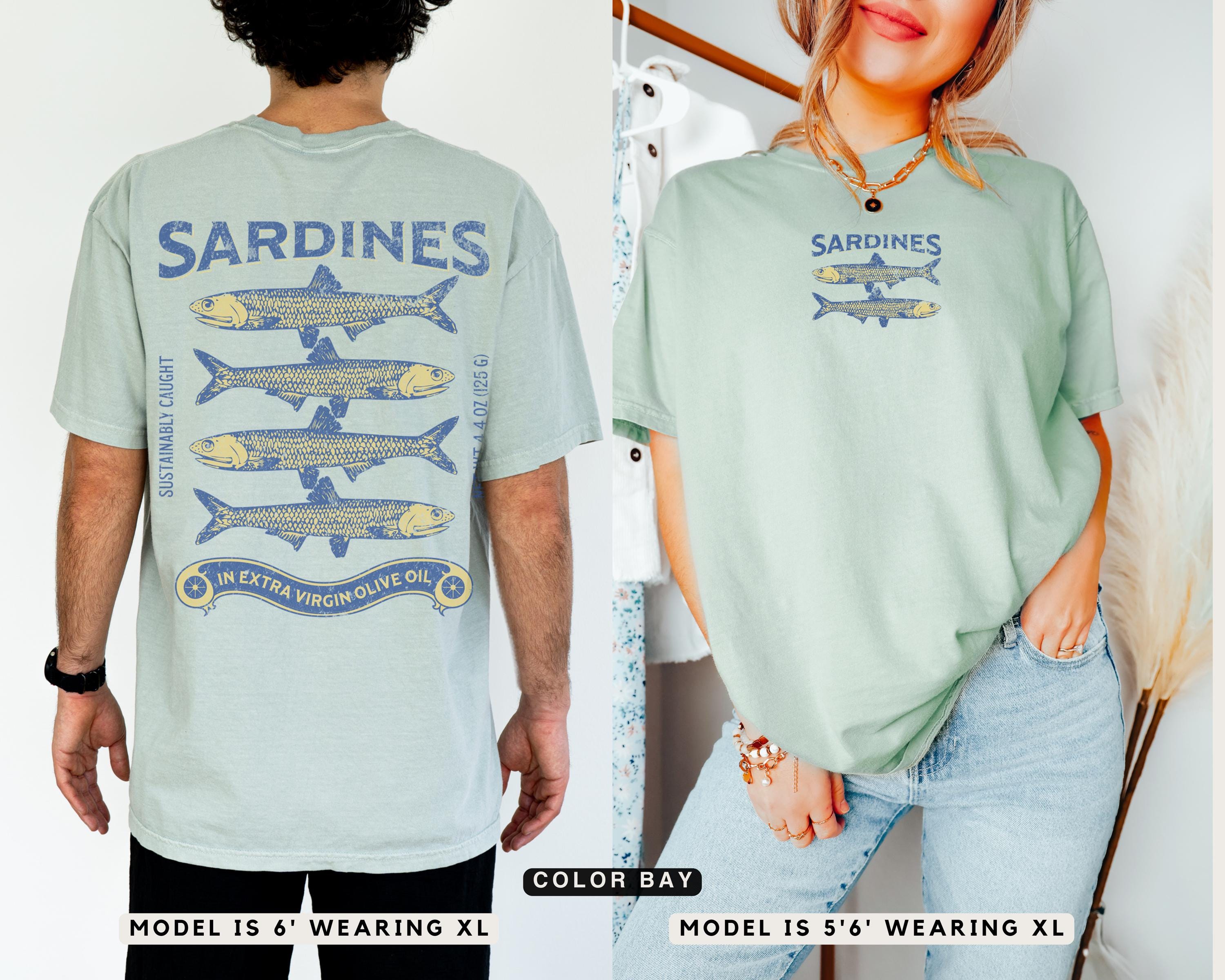 Retro Sardines Fish Comfort Colors® Shirt - Back Print - Etsy
