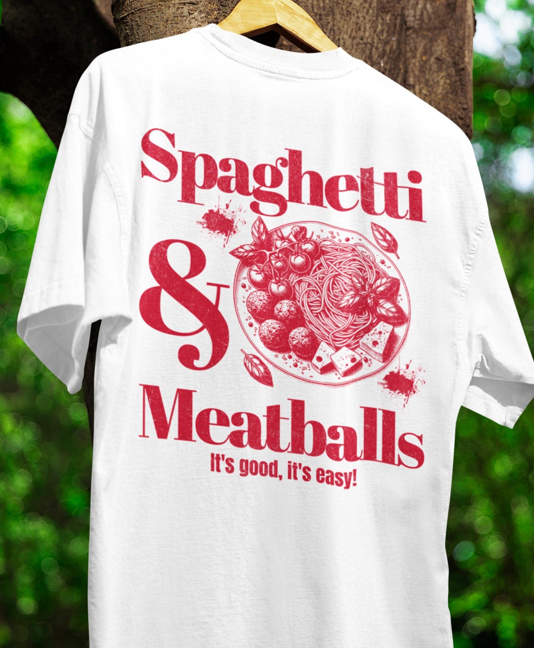 Vintage Graphic Tee Spaghetti and Meatballs Back Print Retro 90s and ...
