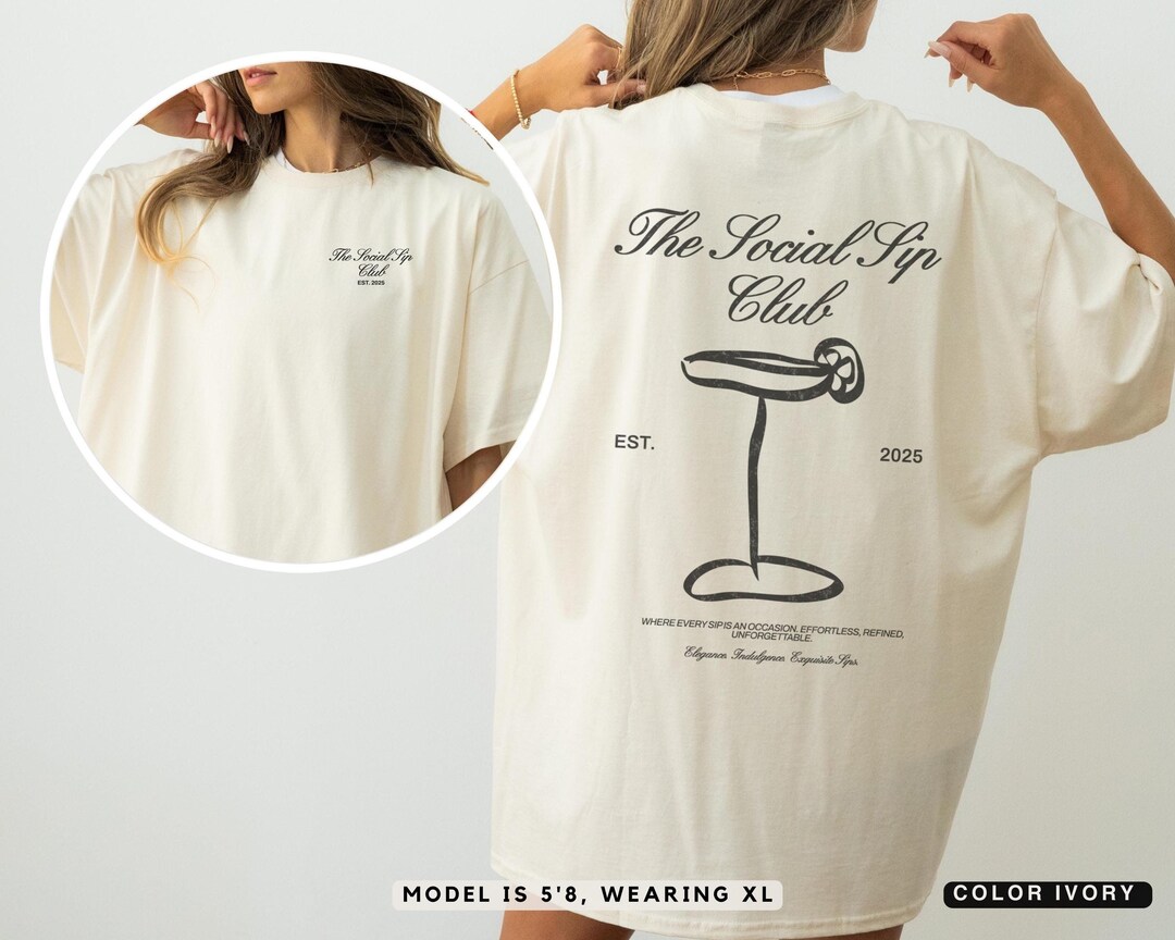 The Social Sip Club T-shirt Comfort Colors® Oversized Bachelorette ...