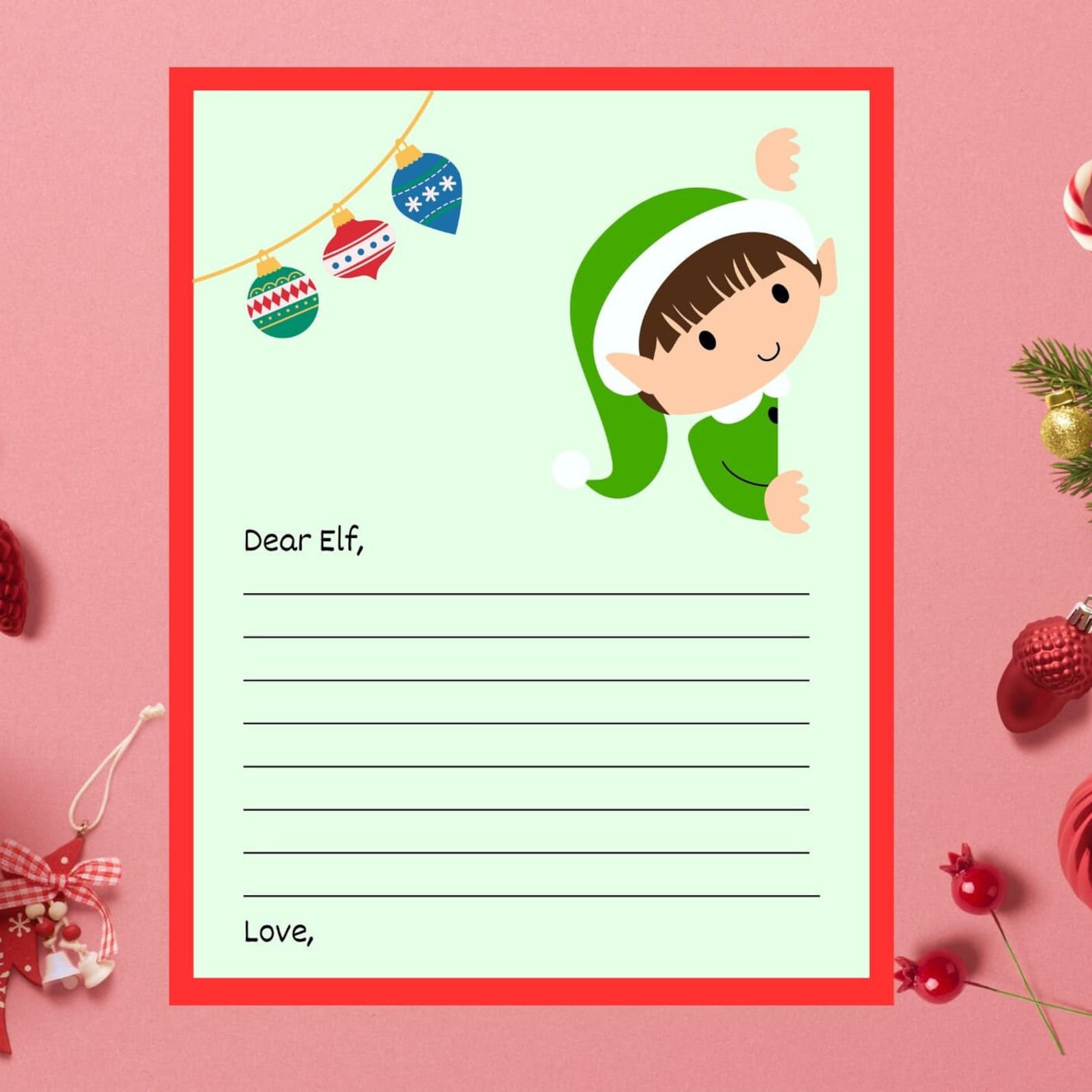 Printable Blank Elf Note Card Elf Mail Letter Template Instant Digital ...