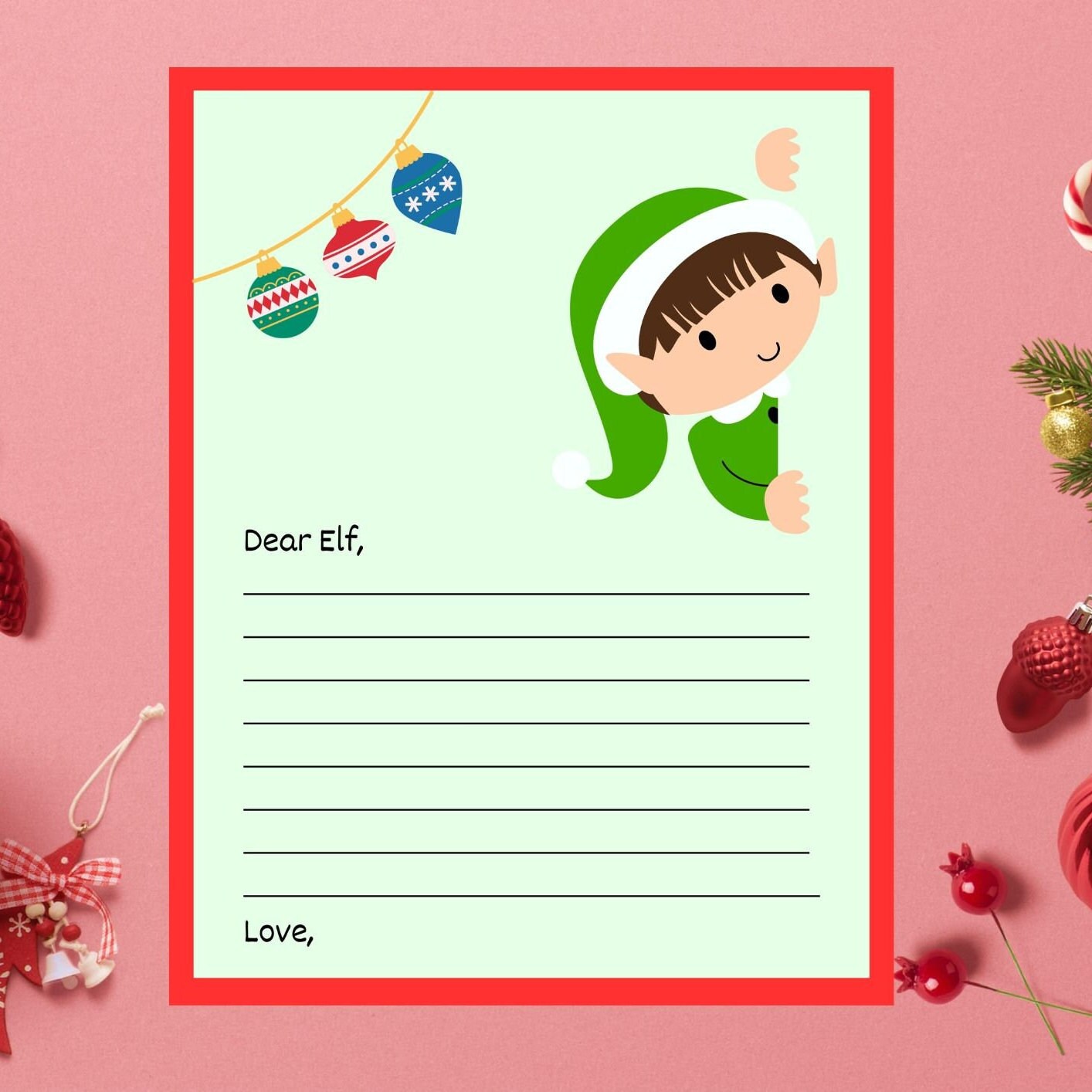 Printable Blank Elf Note Card Elf Mail Letter Template Instant Digital ...