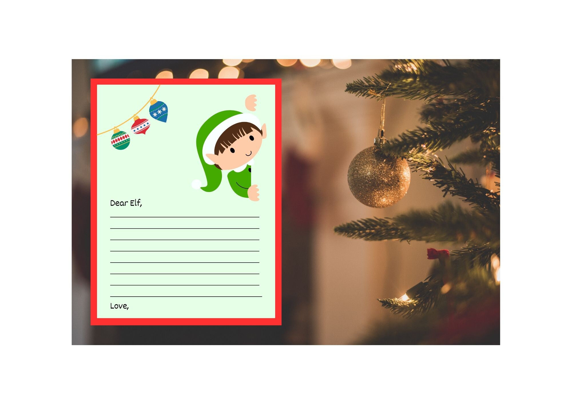 Printable Blank Elf Note Card Elf Mail Letter Template Instant Digital ...