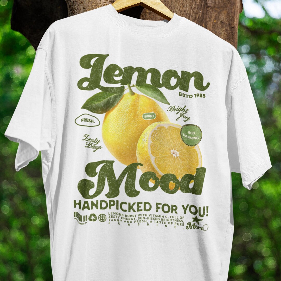 Lemon Comfort Colors® Shirt, Retro Fruit Graphic Tee, Oversized Baggy ...