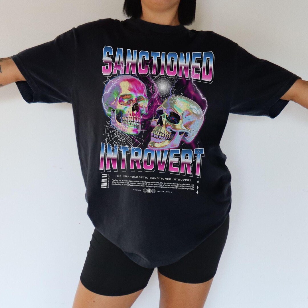 Skull Bootleg Comfort Colors® T-shirt for Introverts, 90s Retro Style ...