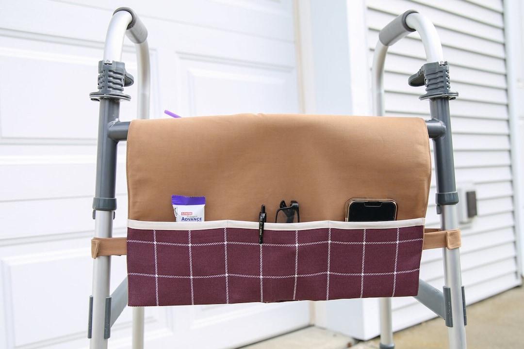Classic Burgundy Walker Caddy, Elderly Walker Accessories, Walker Bag ...