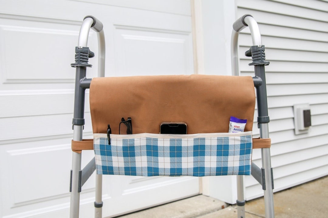 Country Plaid Walker Caddy, Elderly Walker Accessories, Walker Bag ...