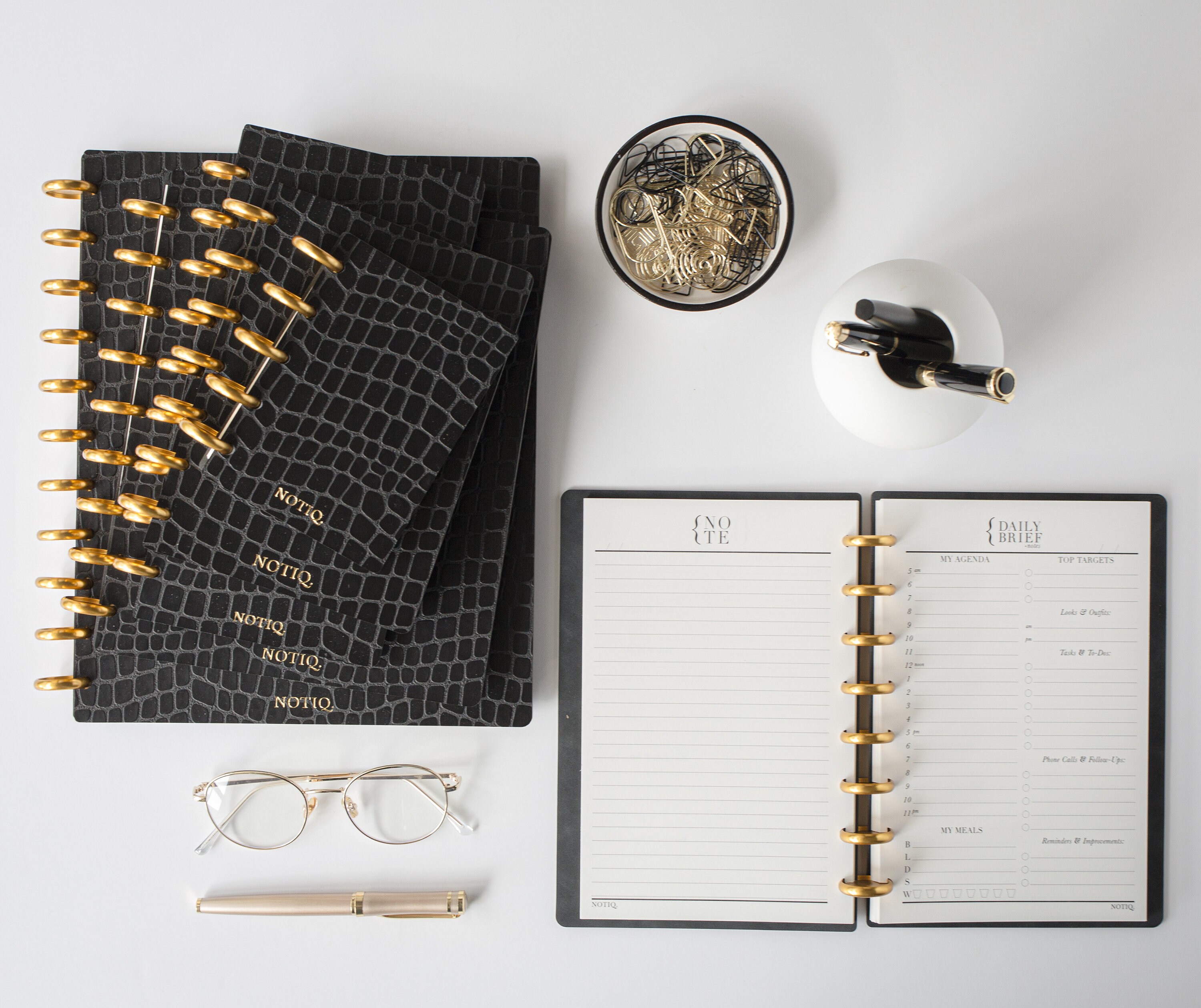 NOTIQ | Black Croco Daily Brief Planner | Executive Discbound Planner ...