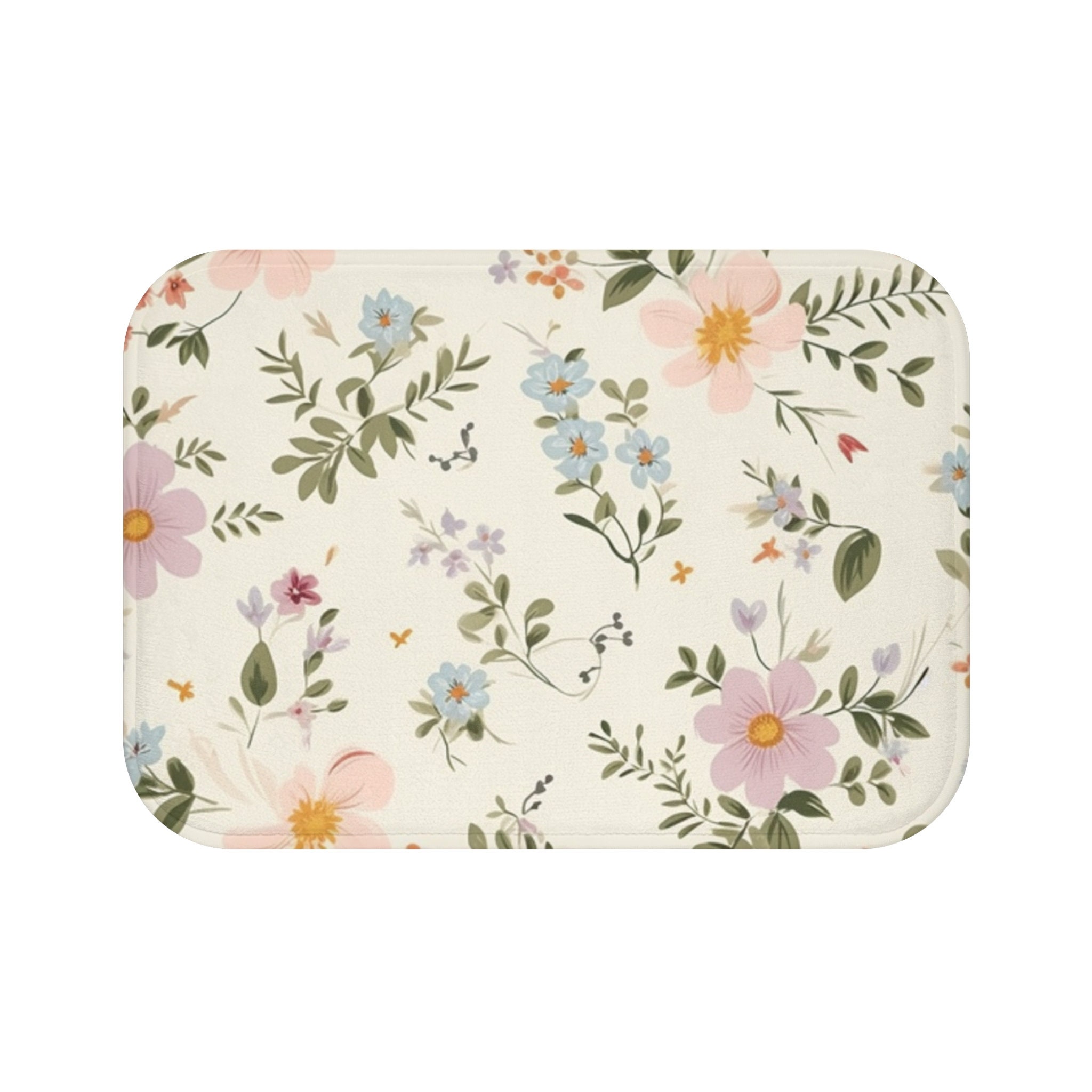 Floral Bath Mat Retro Wildflowers Cottagecore Bath Floor - Etsy