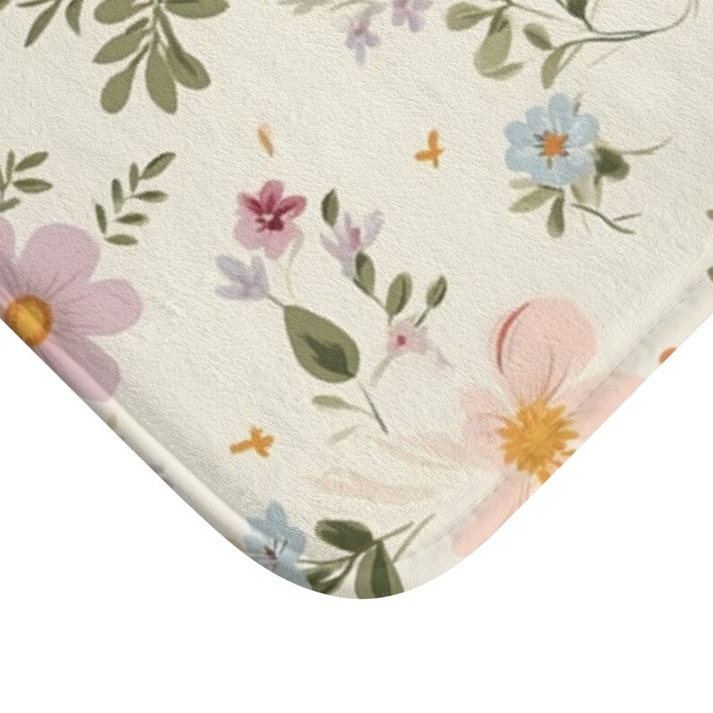 Floral Bath Mat Retro Wildflowers Cottagecore Bath Floor - Etsy