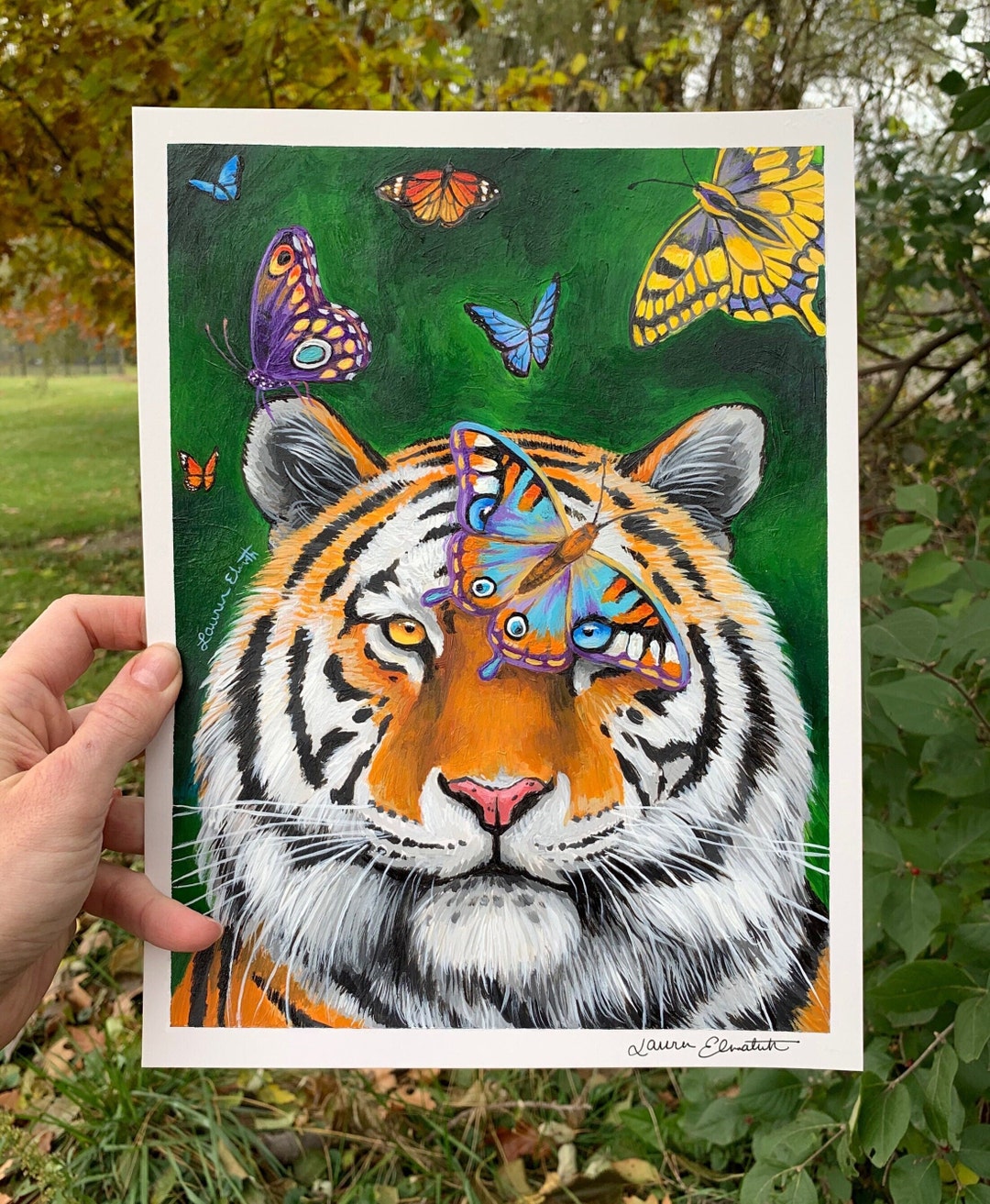 Butterfly Tiger Print, Boho Tiger Wall Art, Tiger Wall Decor, Tiger ...