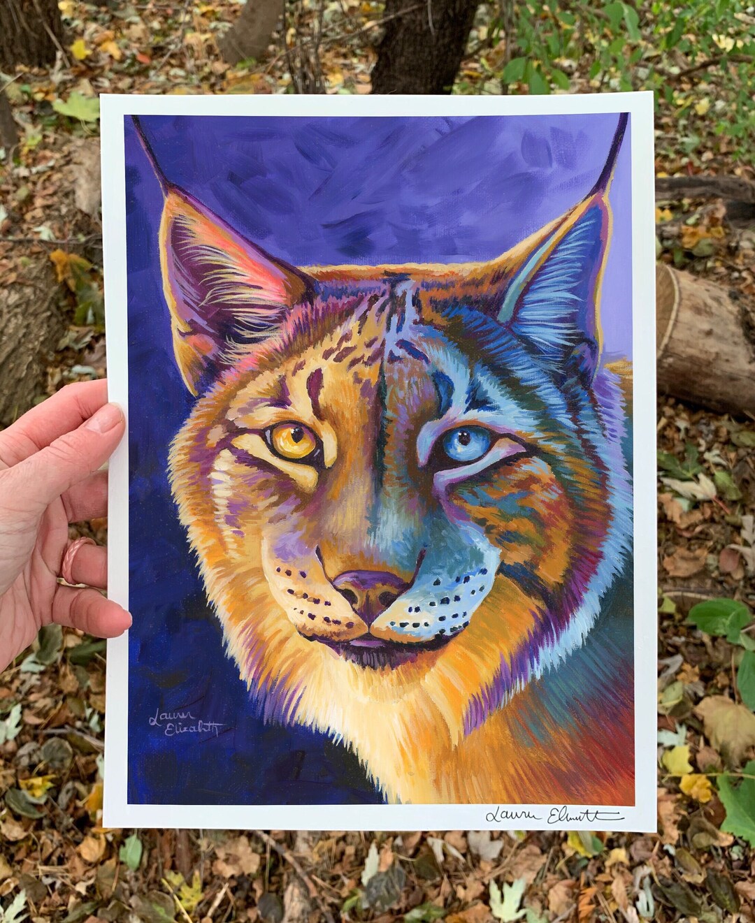 Colorful Wild Cat Art Print, Fine Art Lynx Print, Lynx, Colorful Cat ...