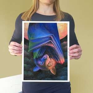 Fun Gothic Bat Art Print, Halloween Decor, Bat Lover Gift Idea, Bat Art ...