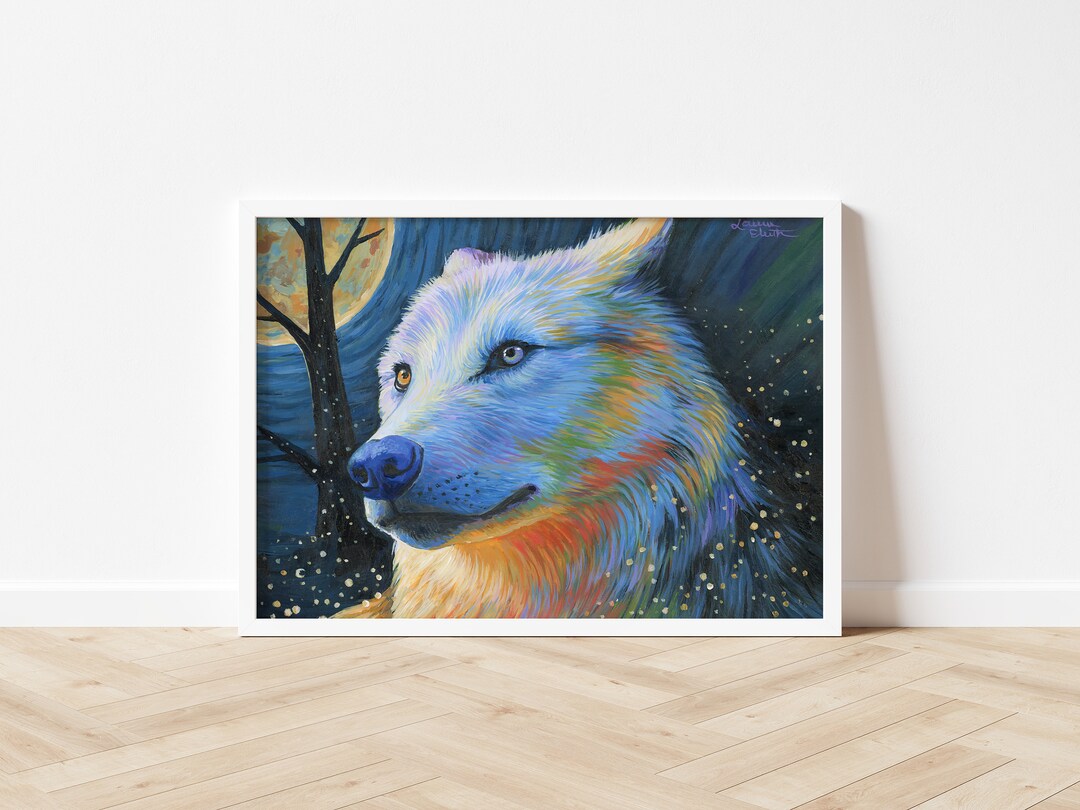 Wolf Wall Art Fine Art Wolf Print Werewolves Colorful Wolf - Etsy
