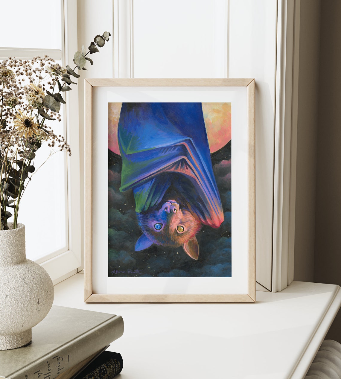 Fun Gothic Bat Art Print, Halloween Decor, Bat Lover Gift Idea, Bat Art ...