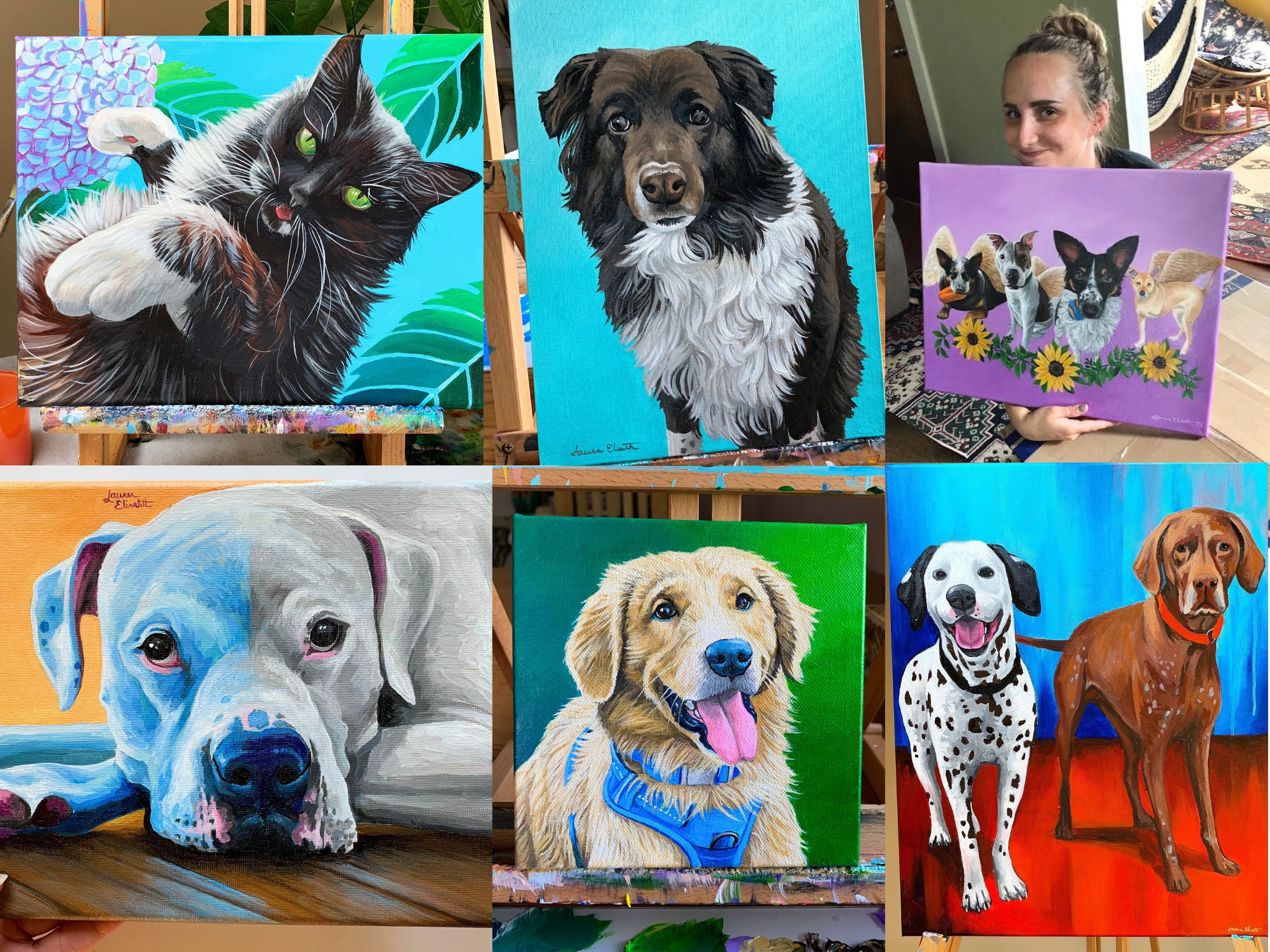 Colorful Pet Painting, Custom Dog Painting, Custom Cat Painting ...