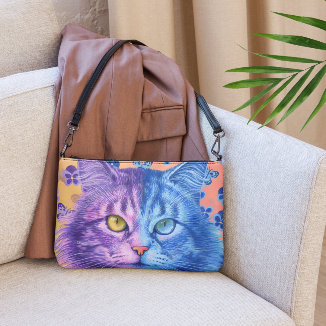 Tabby Kitten Purse, Cat Crossbody Bag, Rainbow Cat Art, Cat Art Purse ...
