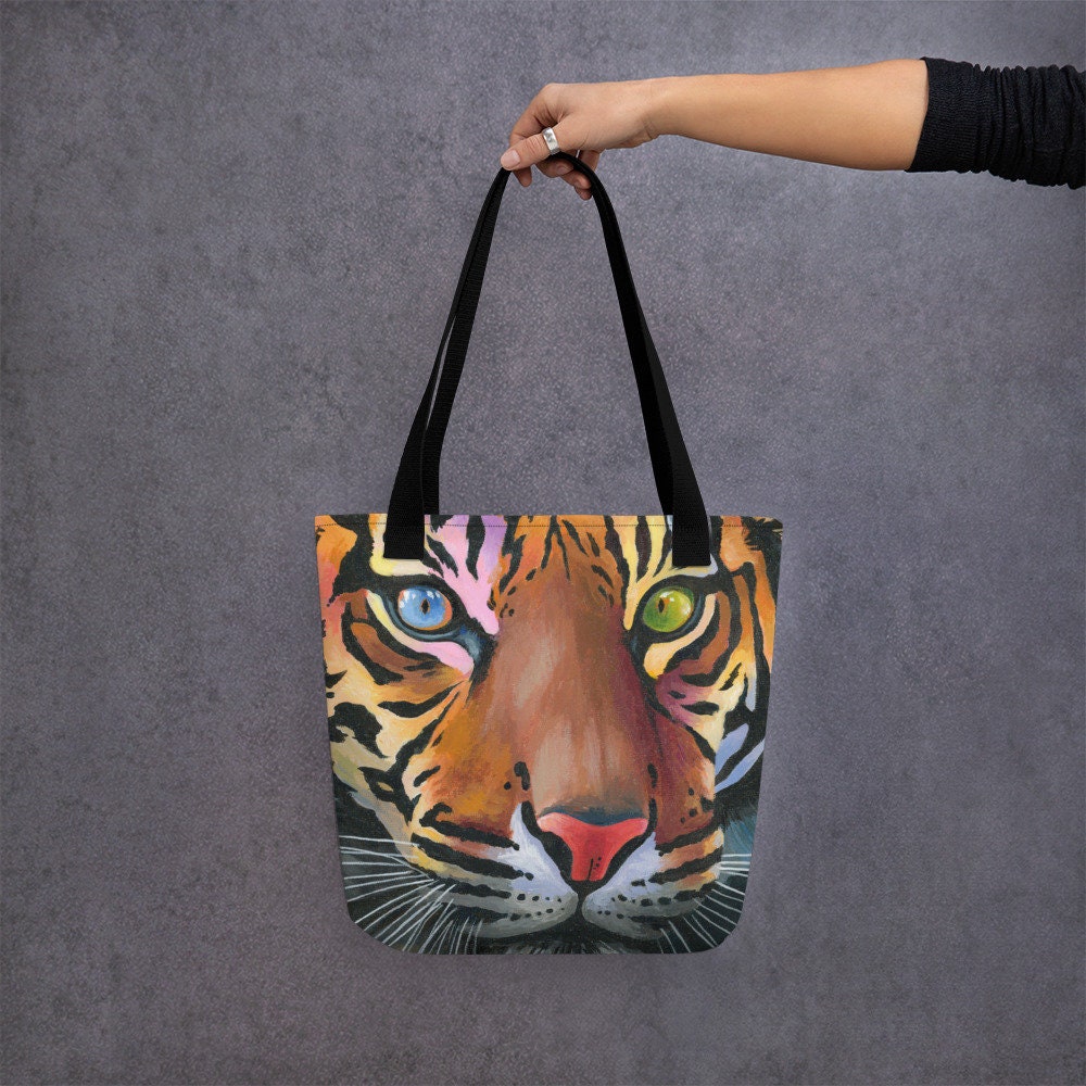 Fall Tiger Tote Bag, Siberian Tiger Bag, Colorful Tiger Painting ...