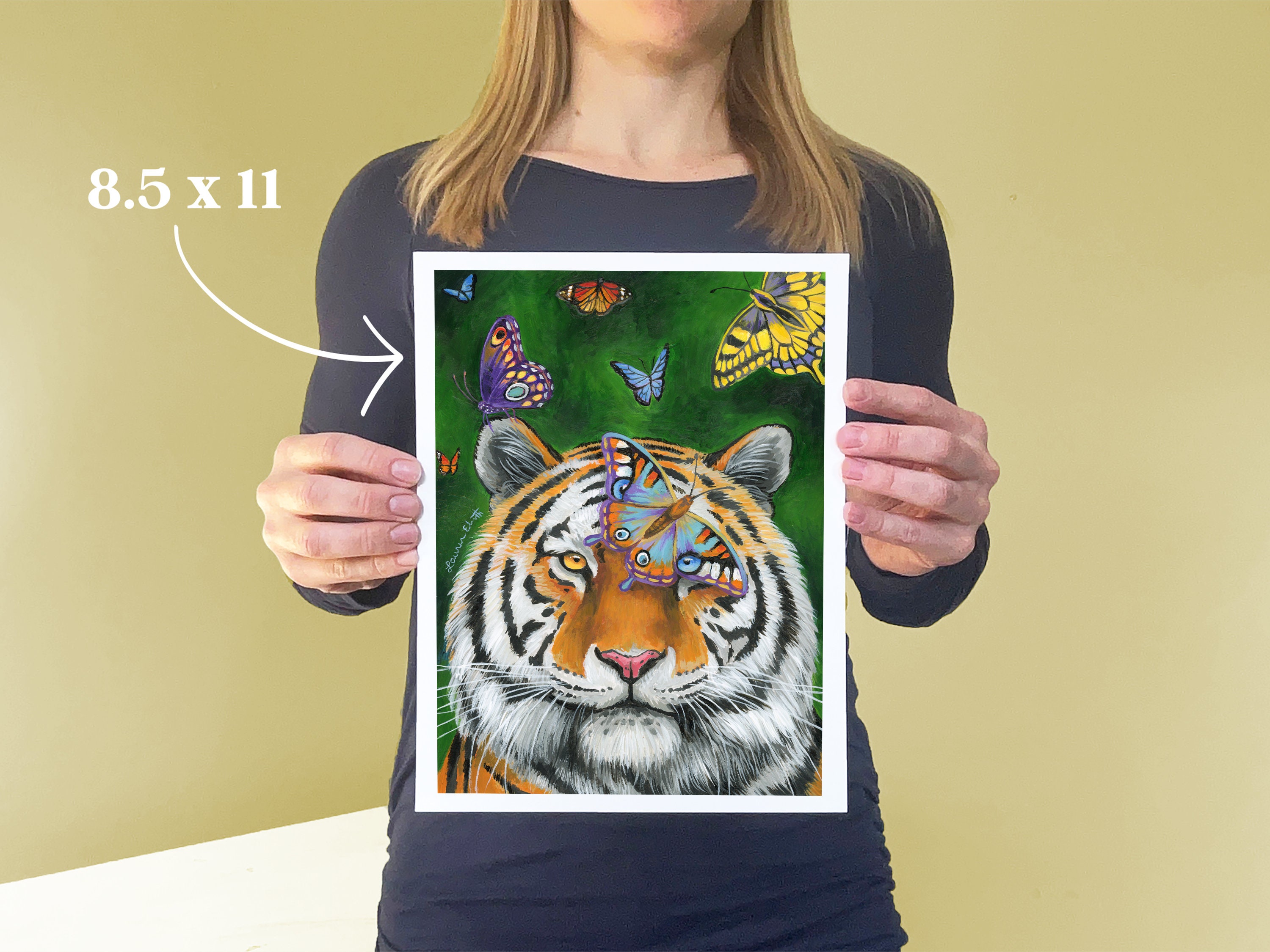 Butterfly Tiger Print, Boho Tiger Wall Art, Tiger Wall Decor, Tiger ...