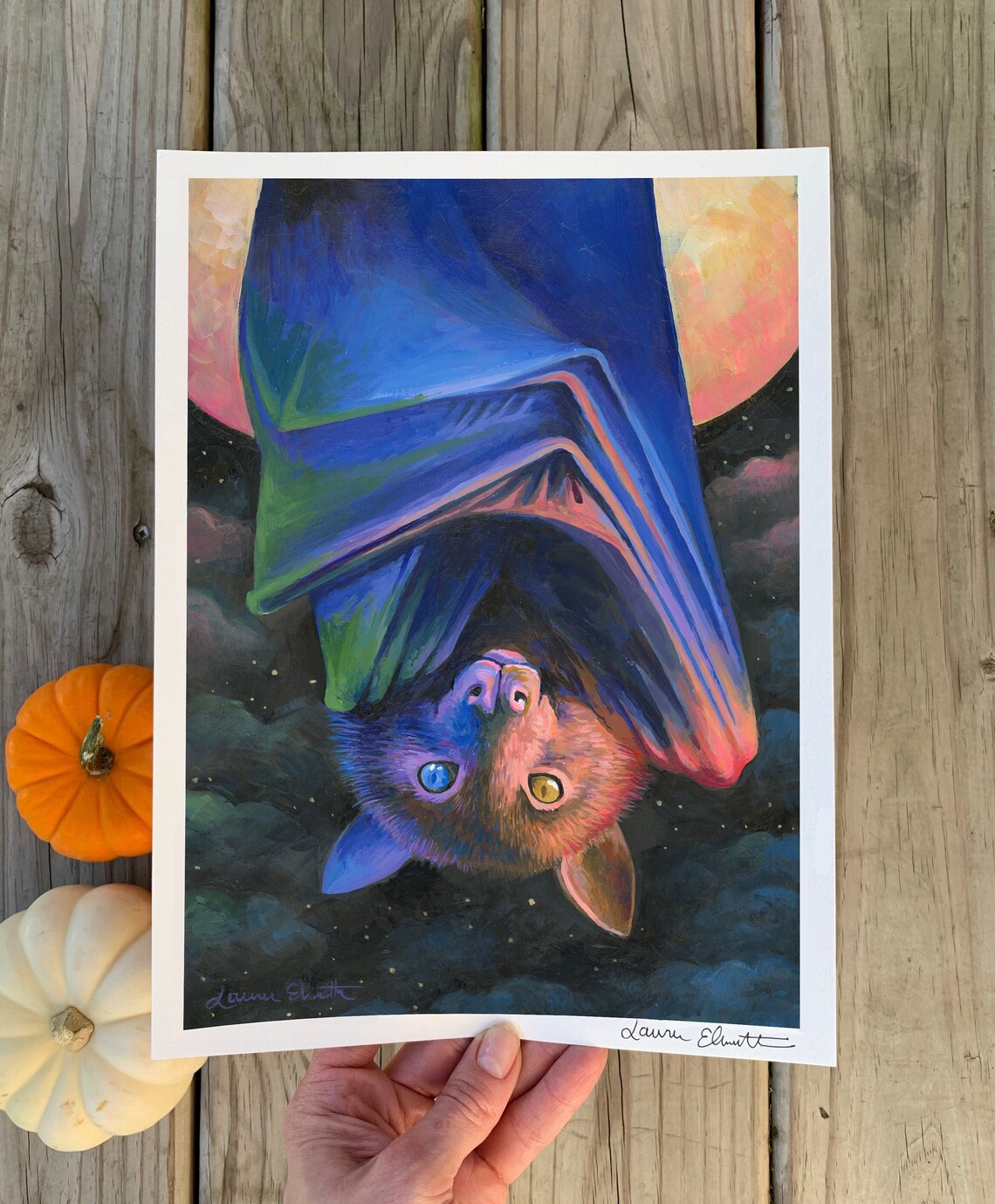 Fun Gothic Bat Art Print, Halloween Decor, Bat Lover Gift Idea, Bat Art ...