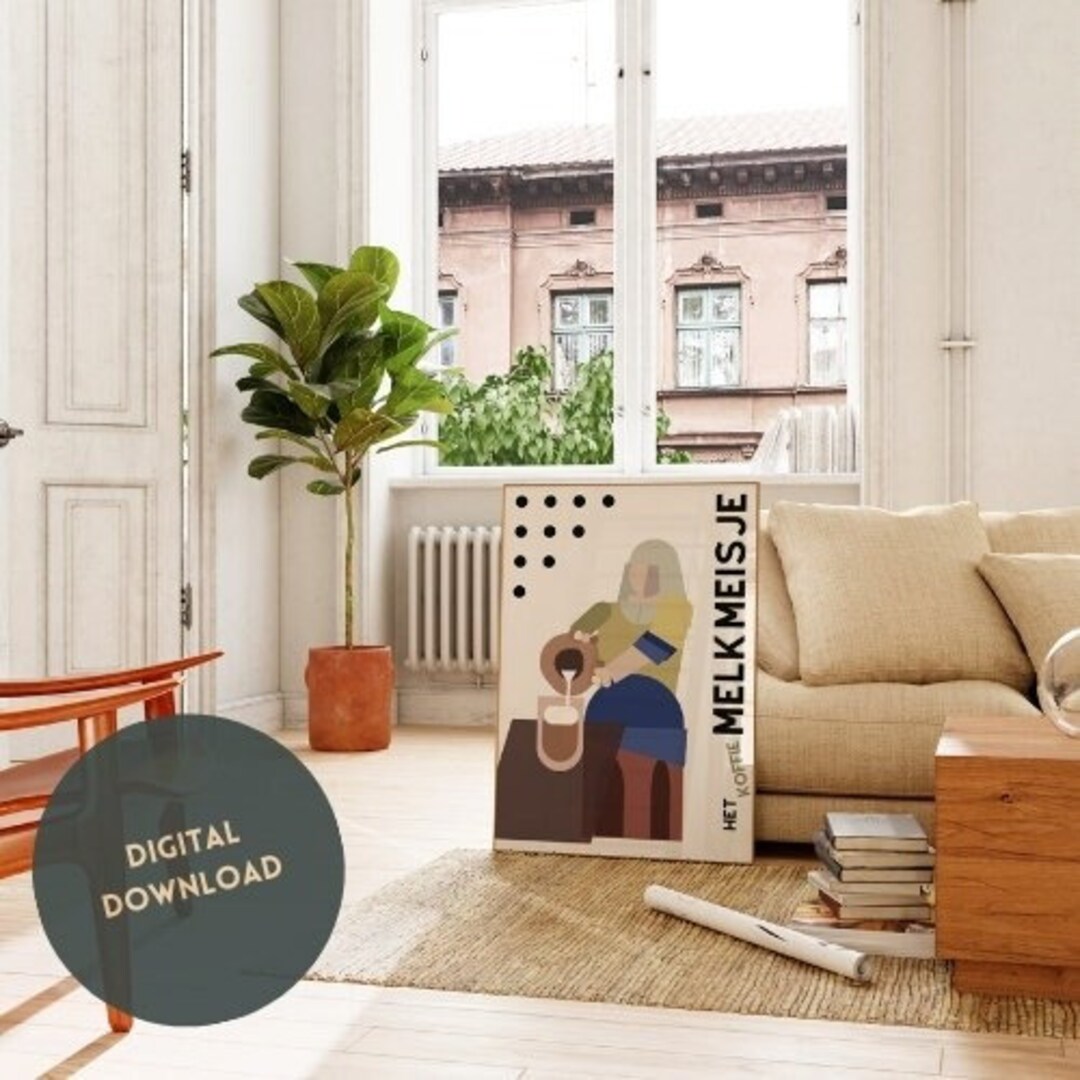 The Milkmaid, the Milkmaid Digital Print, Minimalist Version of the ...
