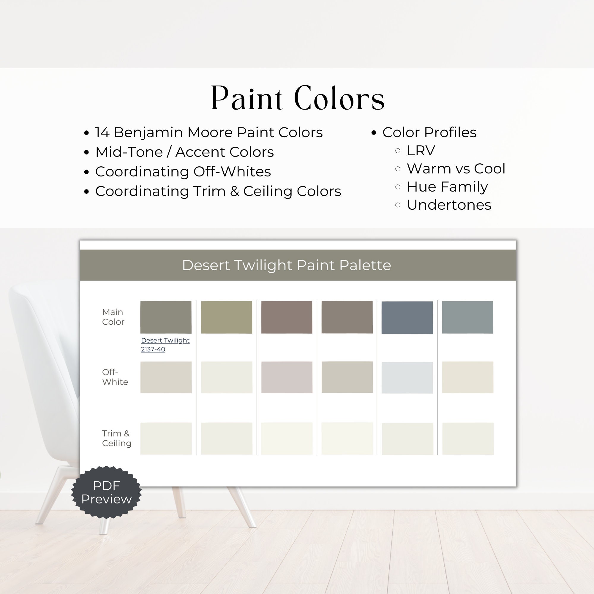 Desert Twilight Palette | Benjamin Moore Paint Palette Green ...