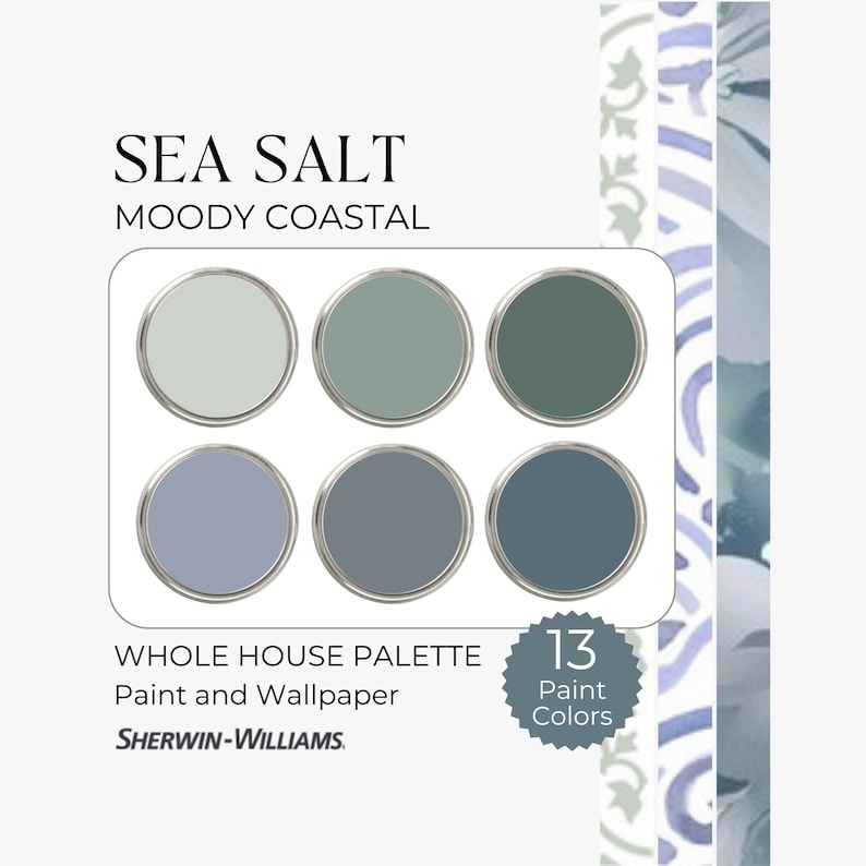 Sherwin Williams Sea Salt Palette, Coastal Paint Scheme, Sherwin ...