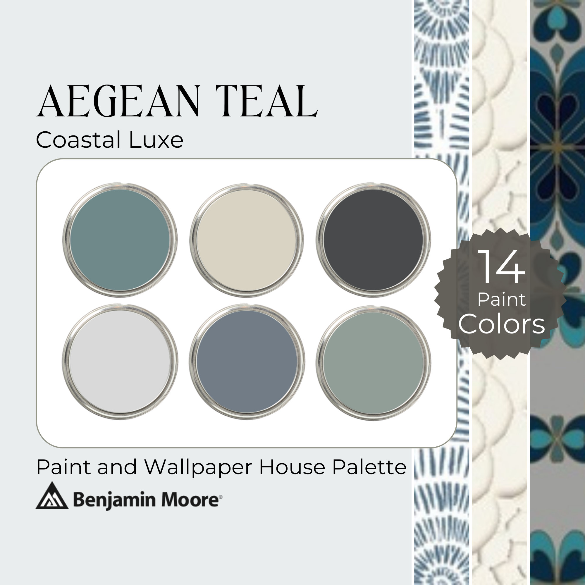 Aegean Teal Color Palette Benjamin Moore Whole House Palette Beach ...