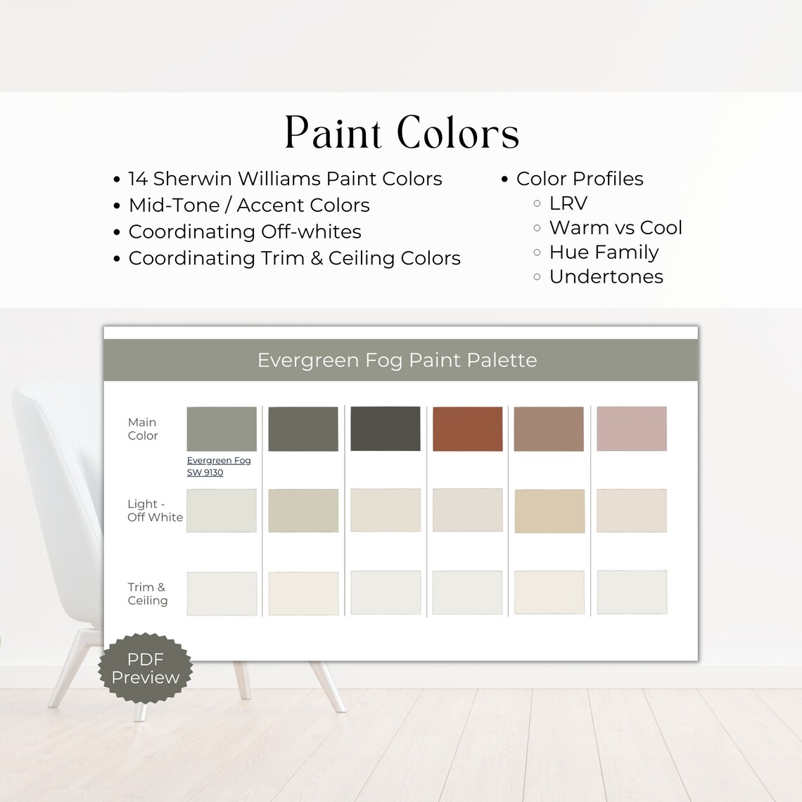Evergreen Fog Color Palette | Rustic Boho Color Palette | Sherwin ...