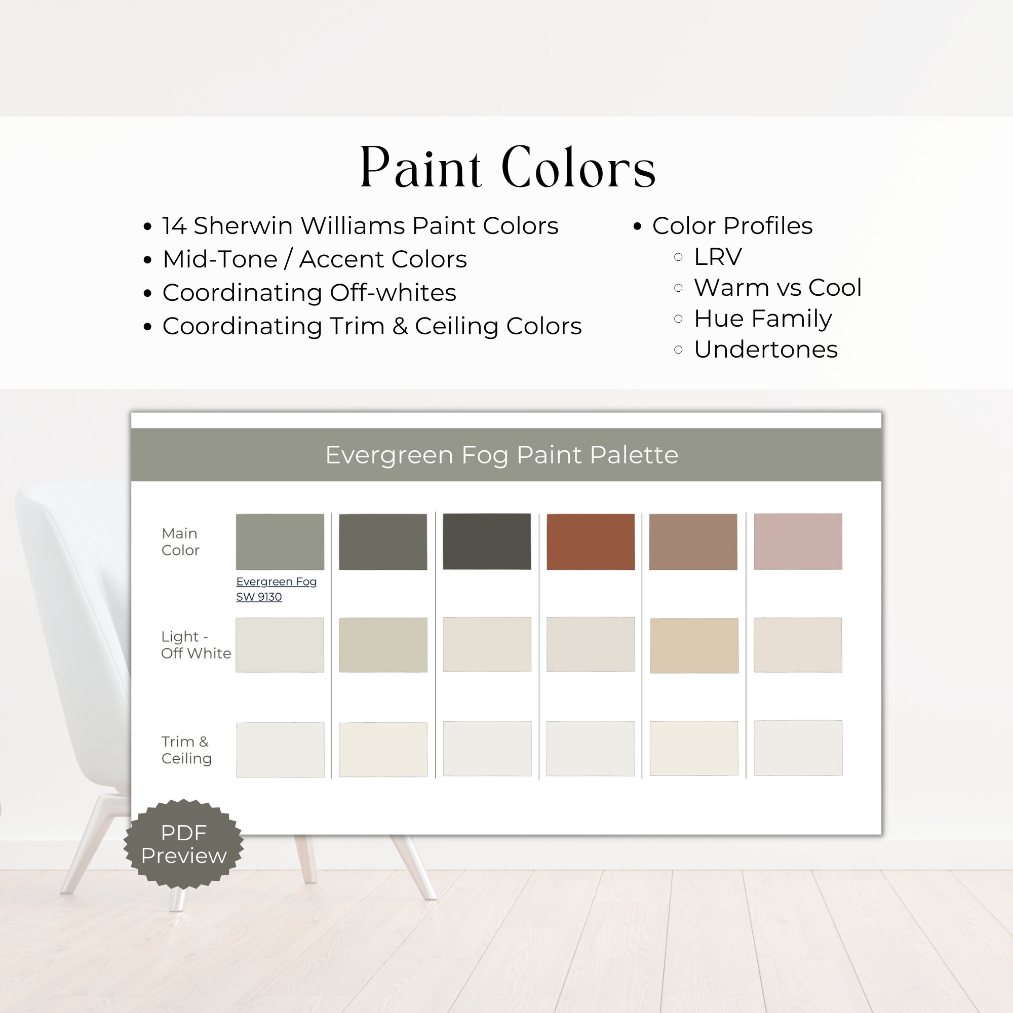 Evergreen Fog Color Palette | Rustic Boho Color Palette | Sherwin ...