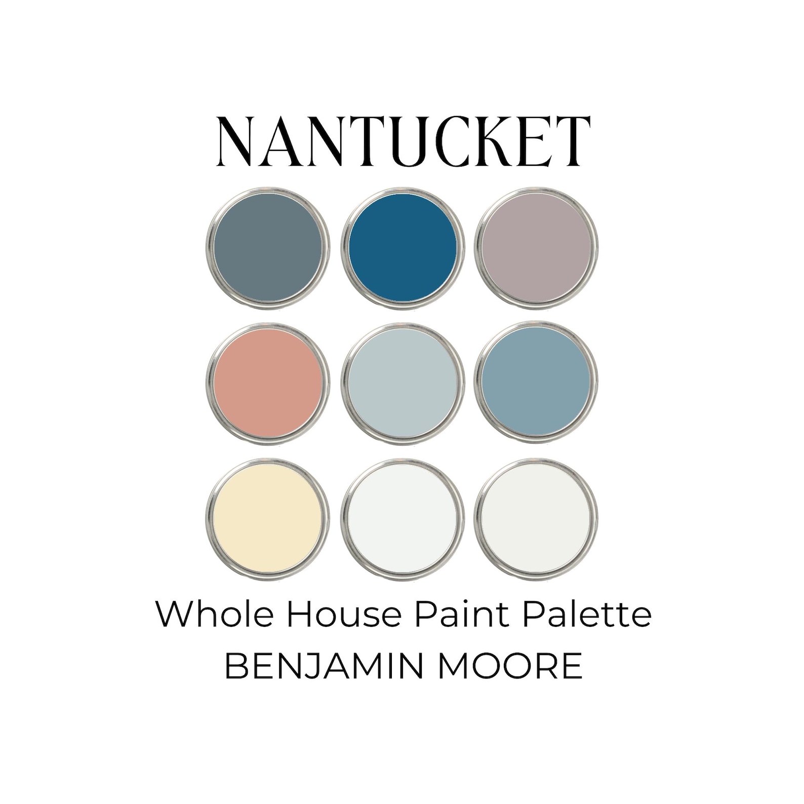 Nantucket Paint Colors, Benjamin Moore Coastal Interior Paint Palette ...