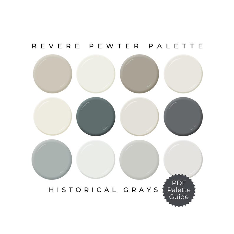 Revere Pewter Paint Palette | Benjamin Moore Gray | Ben Moore Historic ...