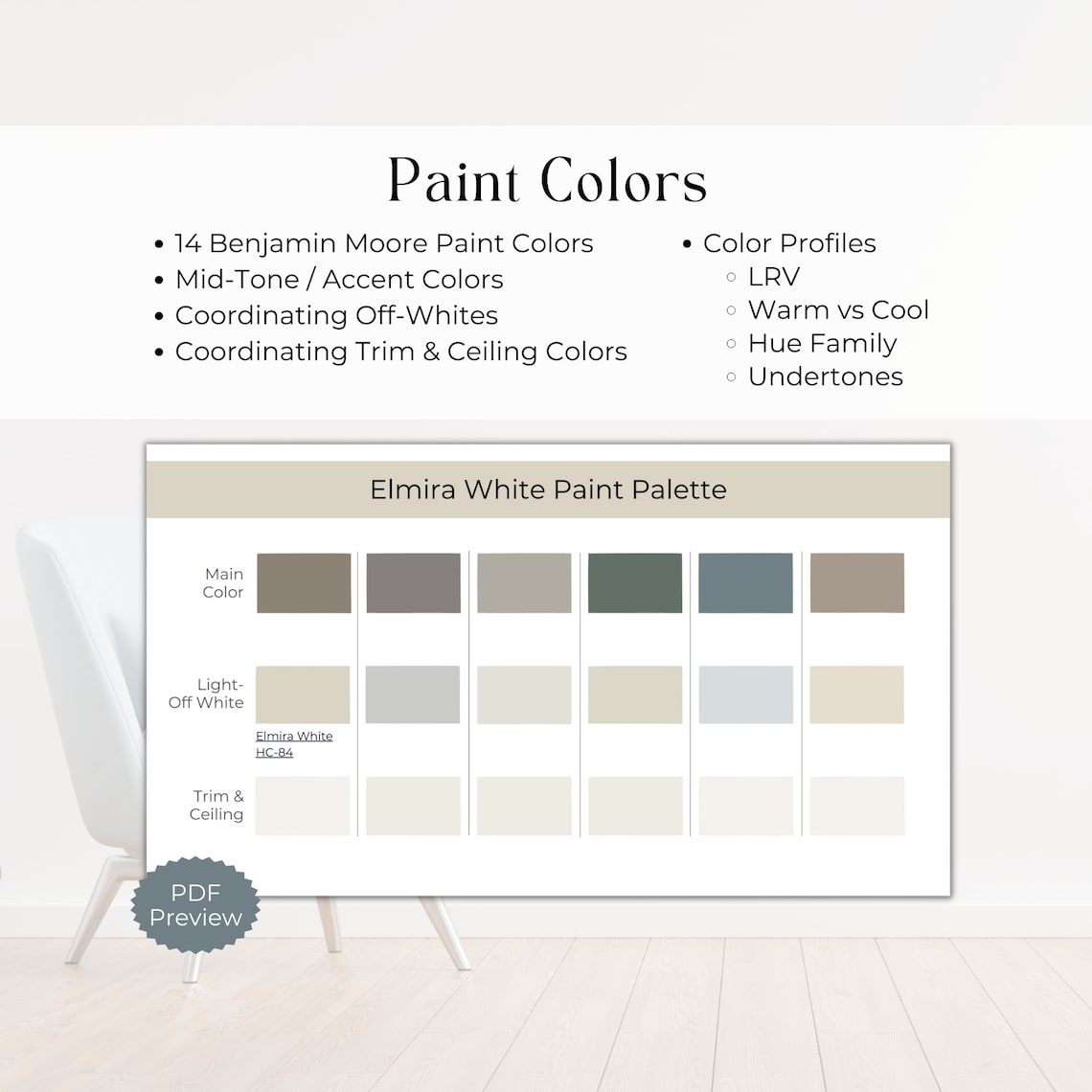 Benjamin Moore Elmira White, Cabin Paint Colors, Earthy Color Palette ...