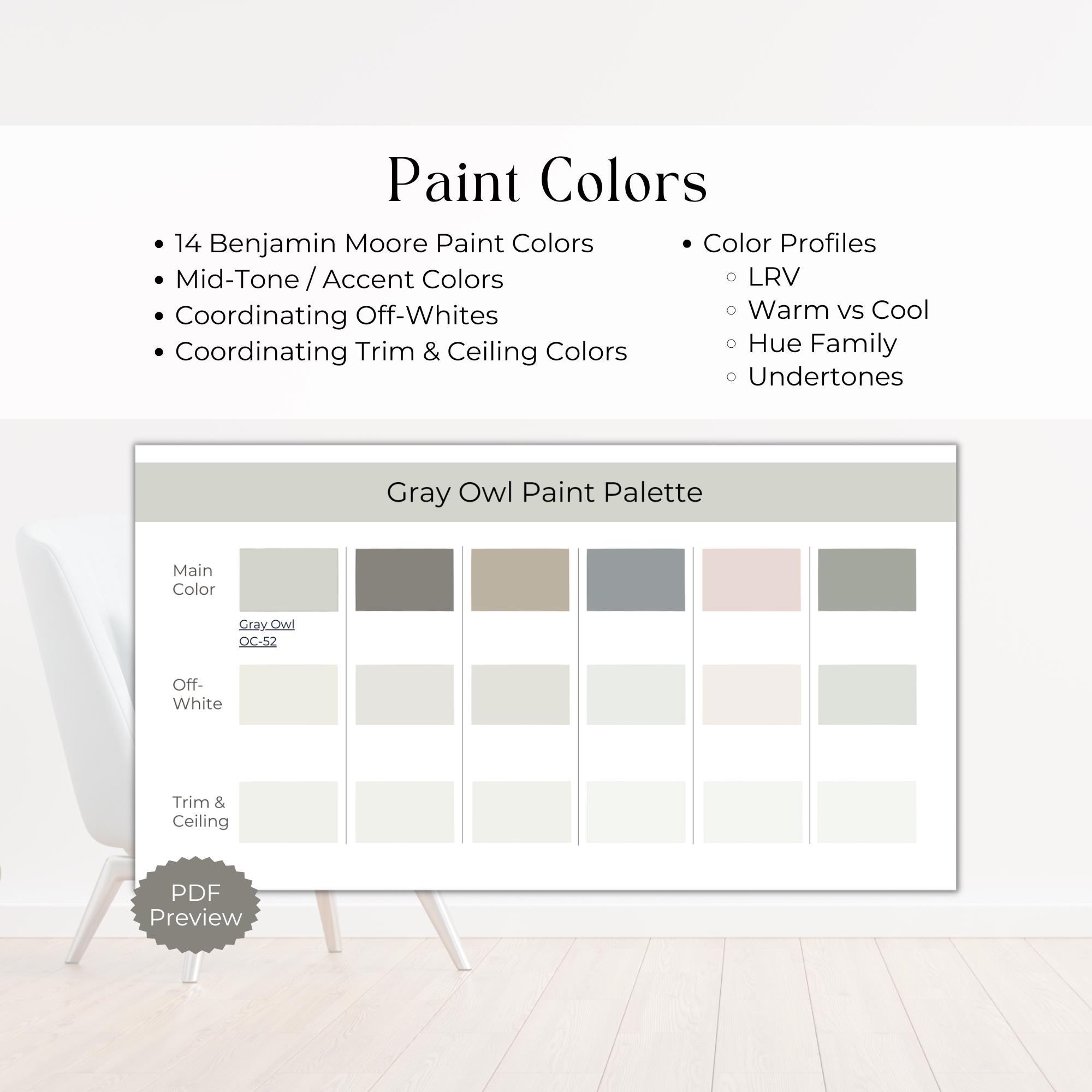 Benjamin Moore Gray Owl Paint Palette, Neutral Paint Colors, Benjamin ...