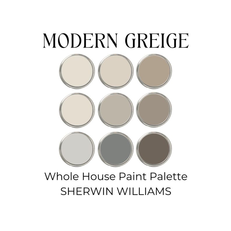 Sherwin Williams Greige Color Palette, Warm Neutral Paint Colors ...