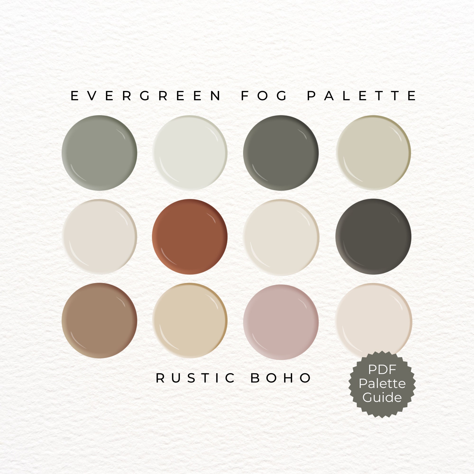 Evergreen Fog Color Palette Rustic Boho Color Palette Sherwin Williams ...